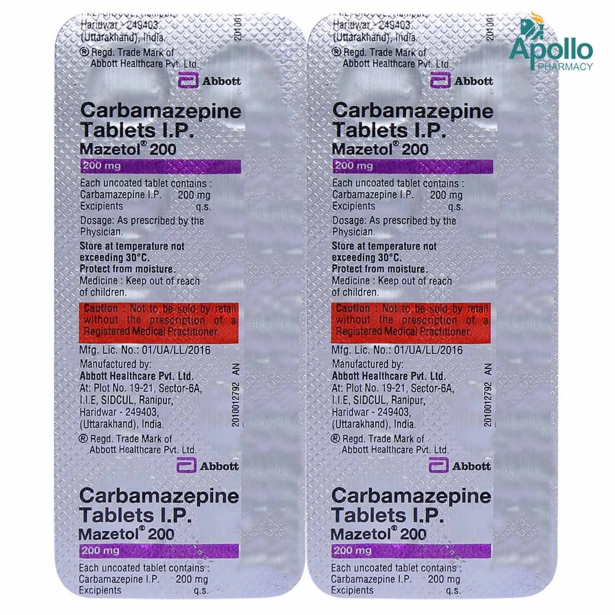 Mazetol 200 Tablet 10's Price, Uses, Side Effects, Composition - Apollo ...