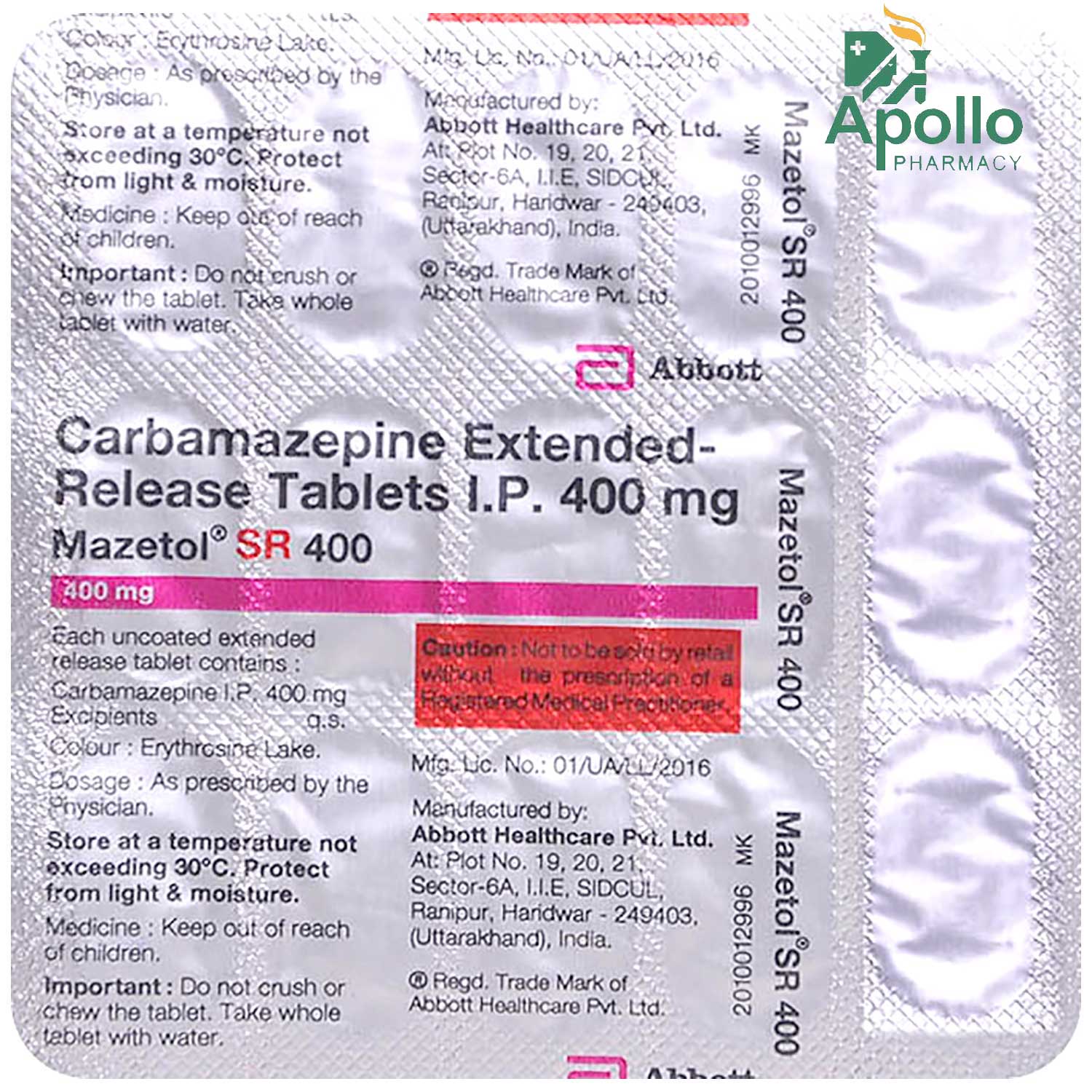 MAZETOL SR 400MG TABLET 15'S Price, Uses, Side Effects, Composition ...