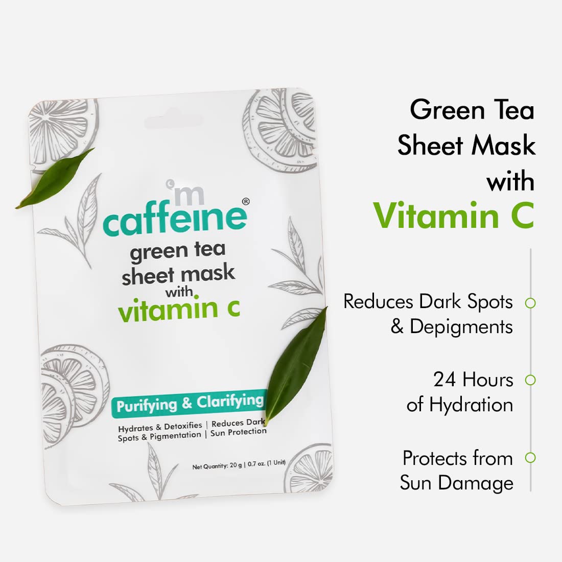 Mcaffeine Green Tea Sheet Mask with Vitamin C, 20 gm Price, Uses, Side ...
