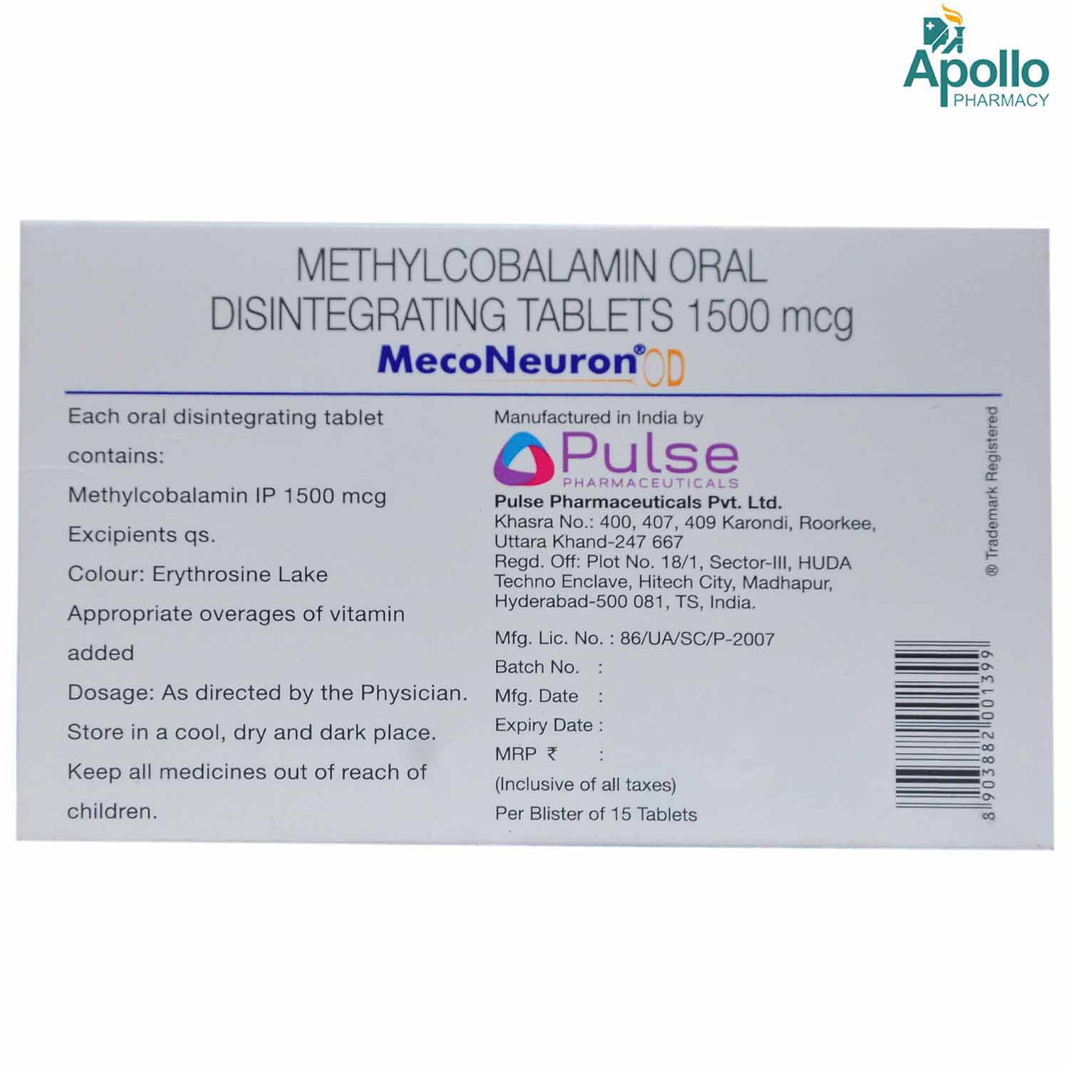 Meconeuron Od 1500mg Tablet Price, Uses, Side Effects, Composition ...