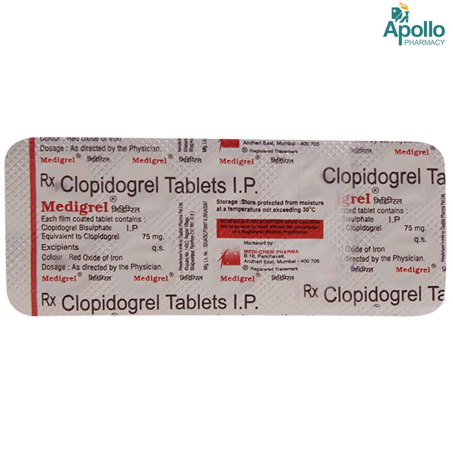 Medigrel Tablet 10's Price, Uses, Side Effects, Composition - Apollo ...