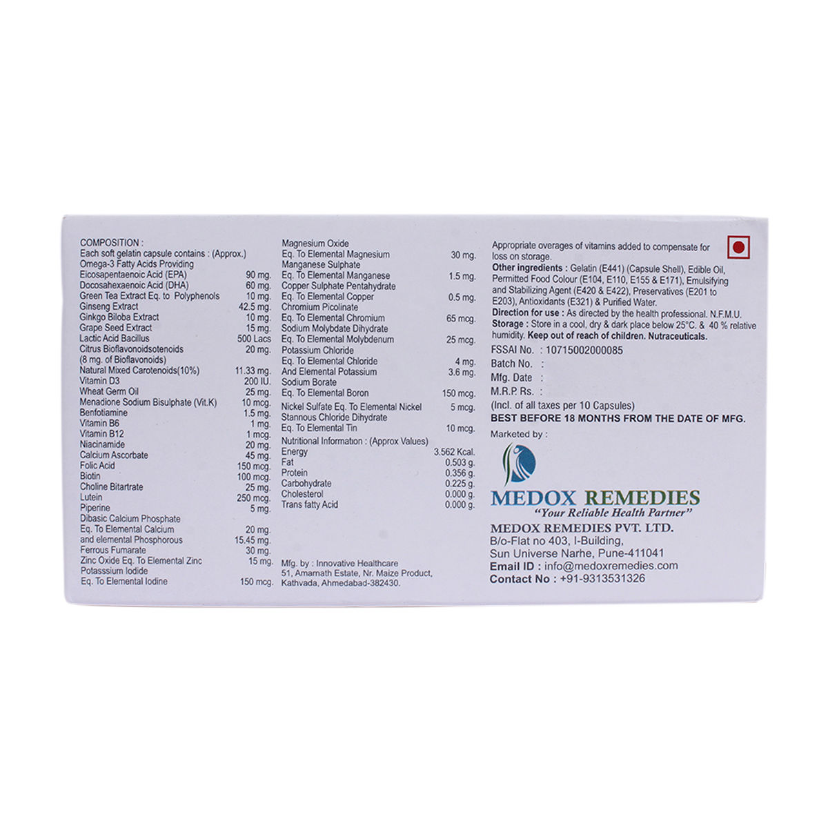 Medox-4G Softgel Capsule 10's Price, Uses, Side Effects, Composition ...