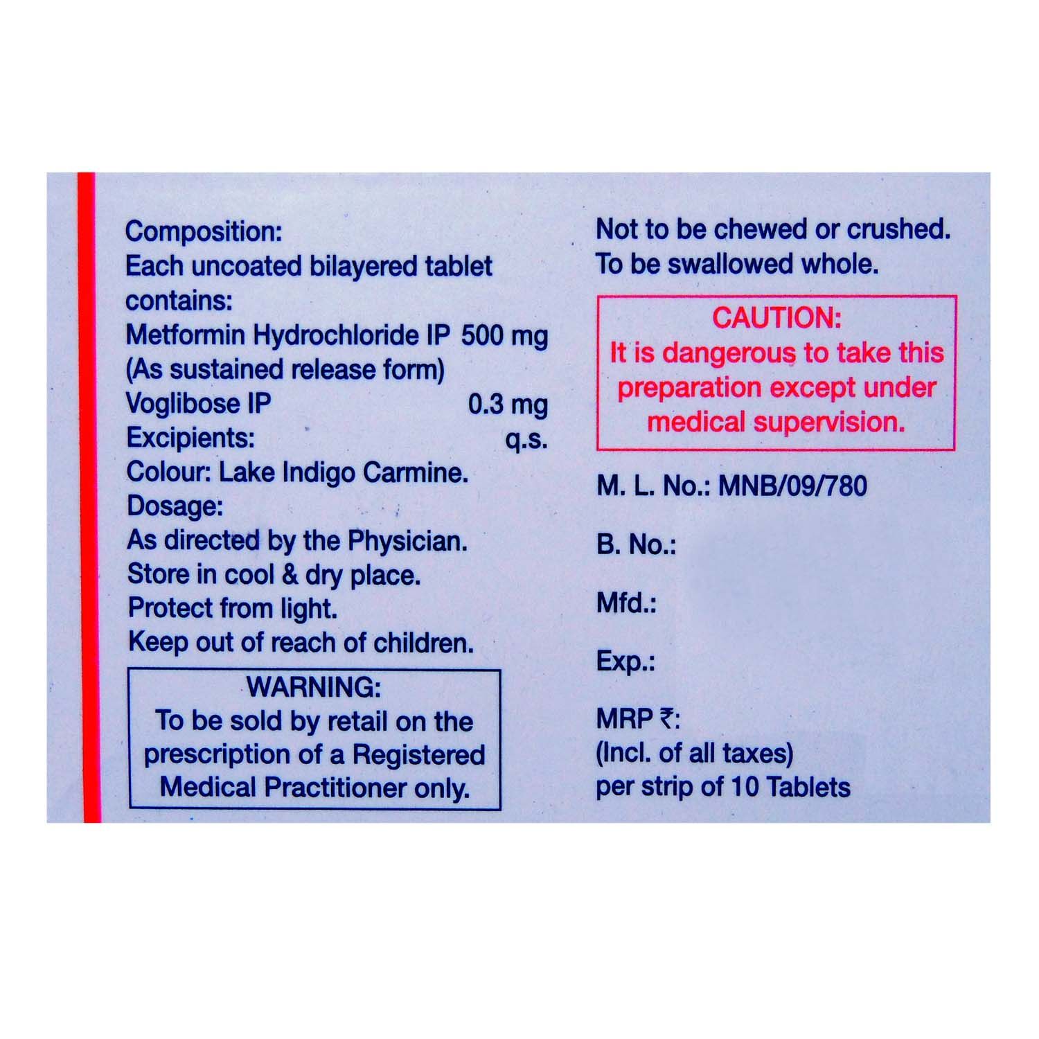 Megavog MF 0.3/500 Tablet 10's Price, Uses, Side Effects, Composition ...