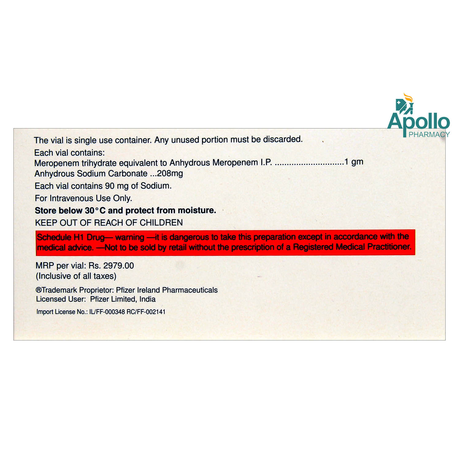 Meronem IV 1gm Injection 1's Price, Uses, Side Effects, Composition ...