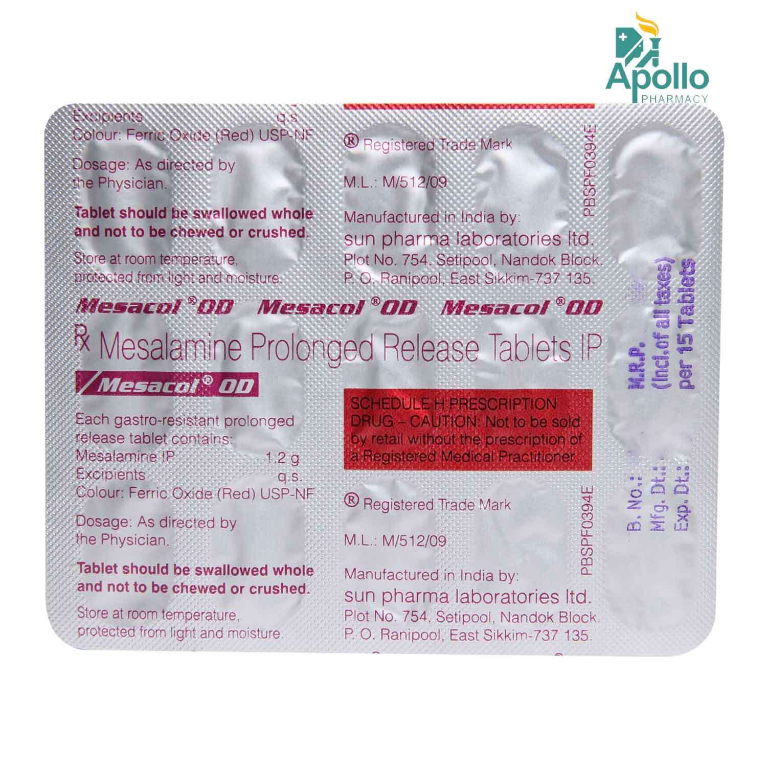 Mesacol OD Tablet 15's Price, Uses, Side Effects, Composition - Apollo ...