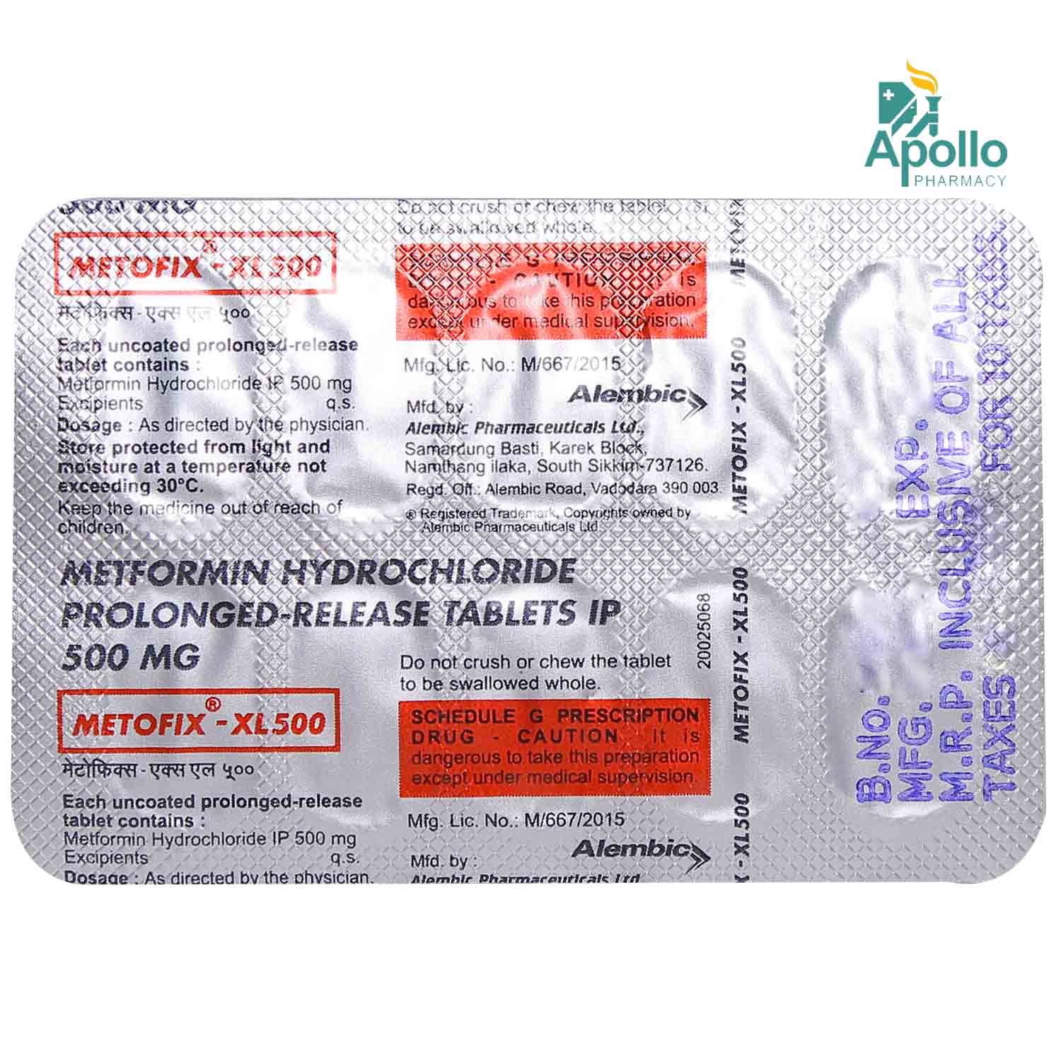 METOFIX XL 500MG TABLET Price, Uses, Side Effects, Composition - Apollo ...
