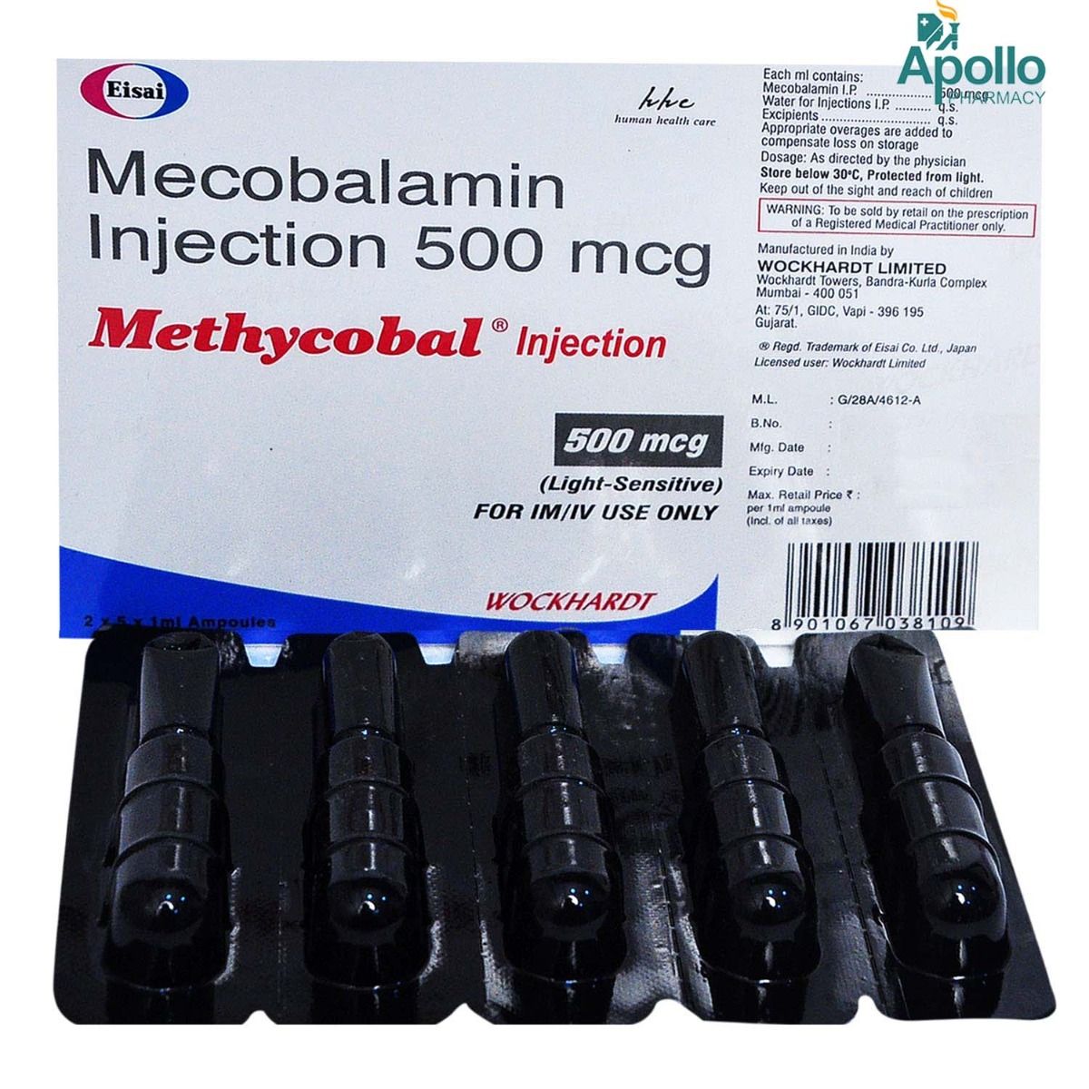 Methycobal 500 MCG Injection 5 x 1 ml Price, Uses, Side Effects ...