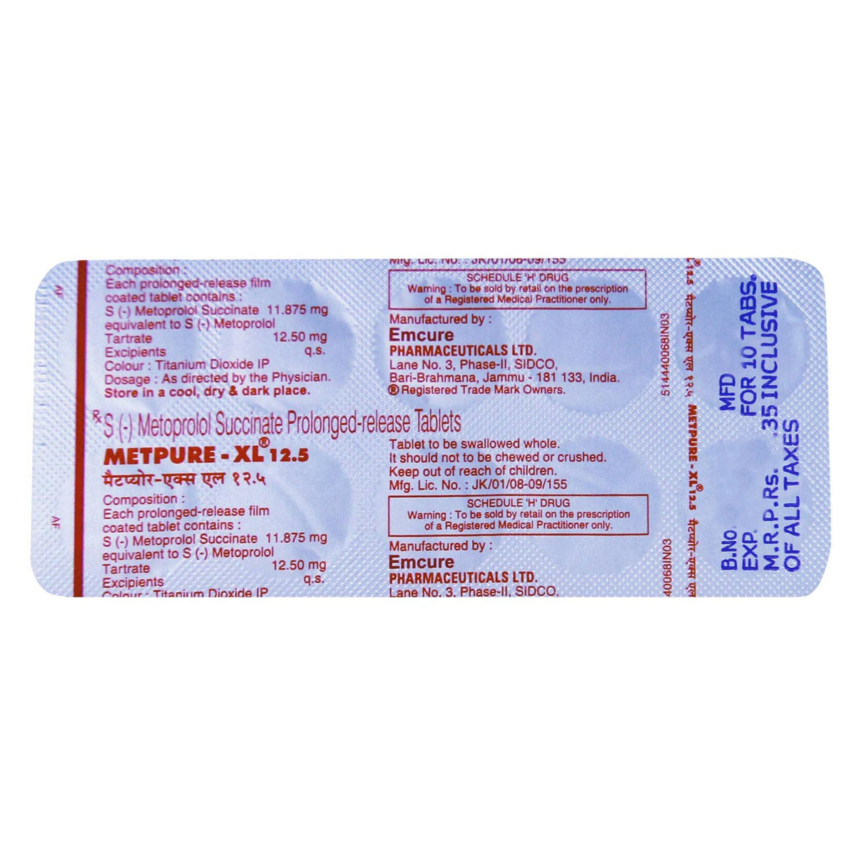 Metpure XL 12.5 Tablet 10's Price, Uses, Side Effects, Composition ...