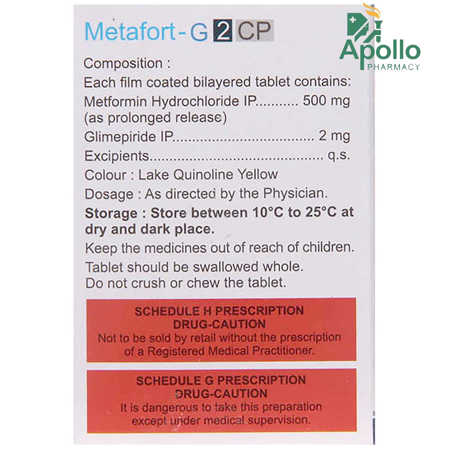 METAFORTE G 2MG CP TABLET Price, Uses, Side Effects, Composition ...