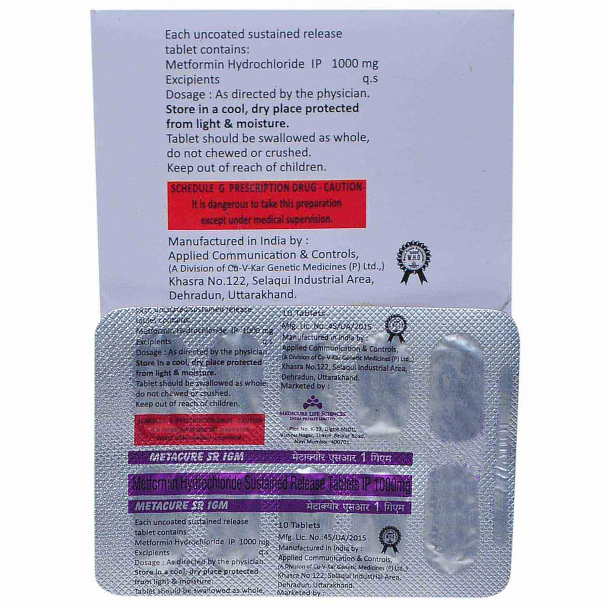 METACURE SR 1GM TABLET 10'S Price, Uses, Side Effects, Composition ...