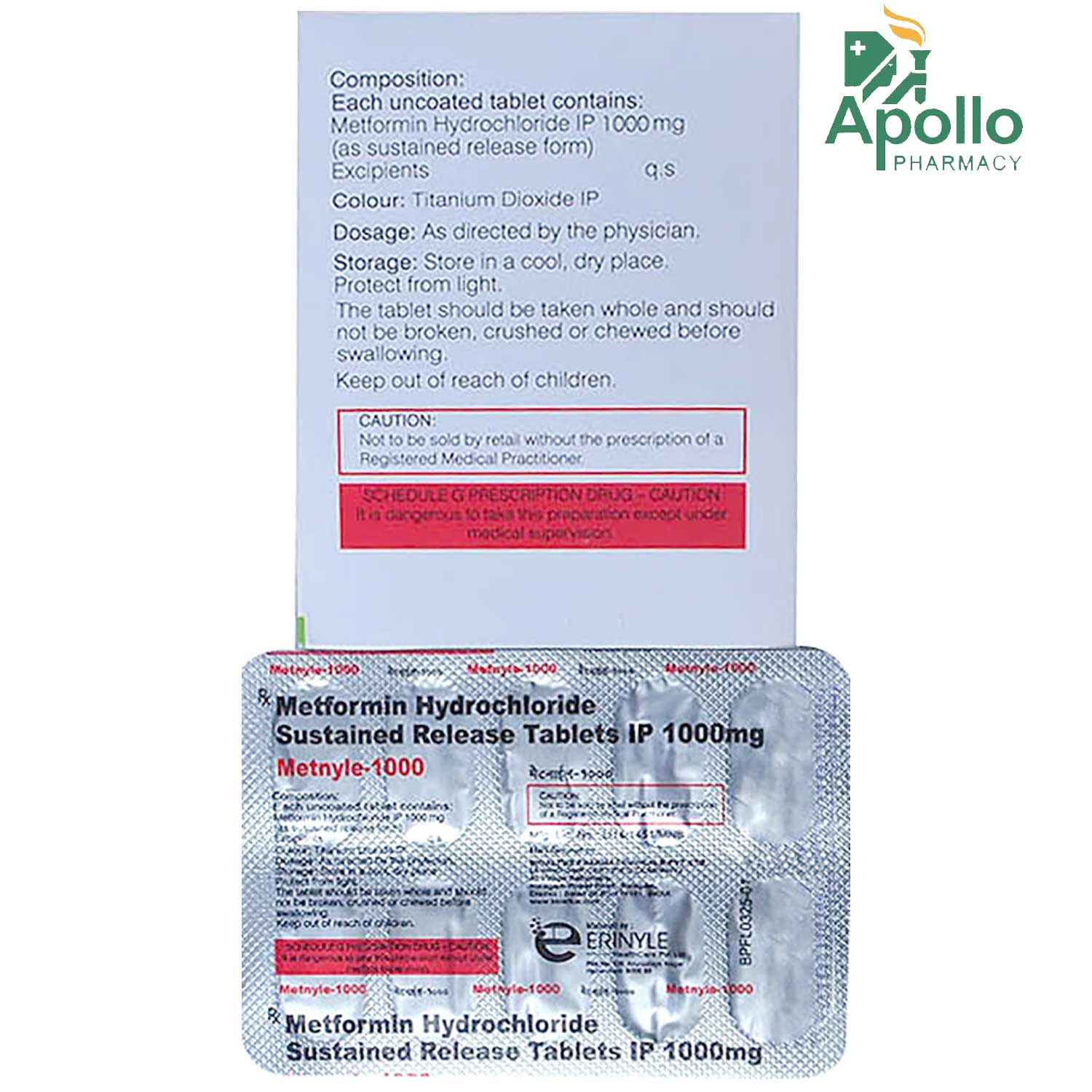 METNYLE 1000MG TABLET 10'S Price, Uses, Side Effects, Composition ...