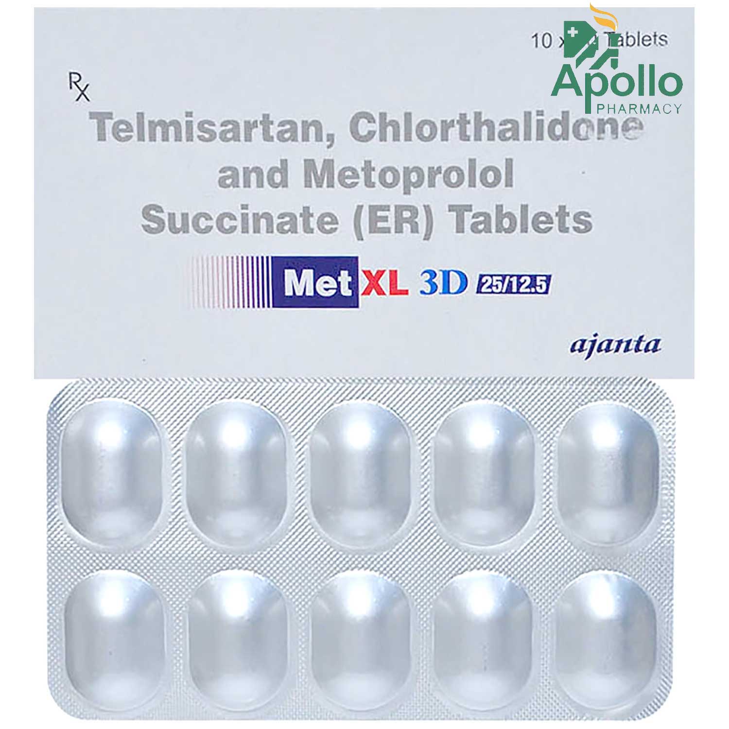 Met XL 3D 25/12.5 Tablet 10's Price, Uses, Side Effects, Composition ...