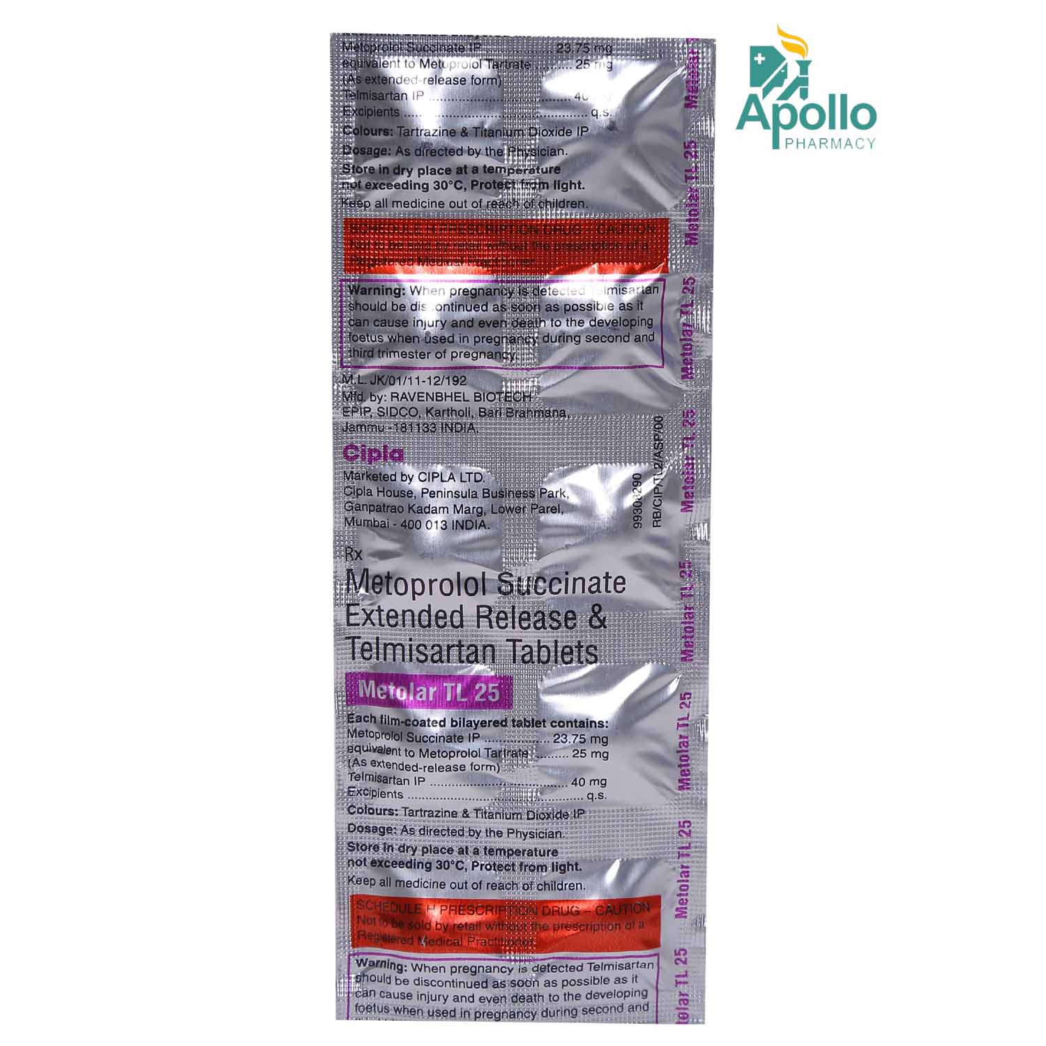 Metolar TL 25 Tablet 10's Price, Uses, Side Effects, Composition ...