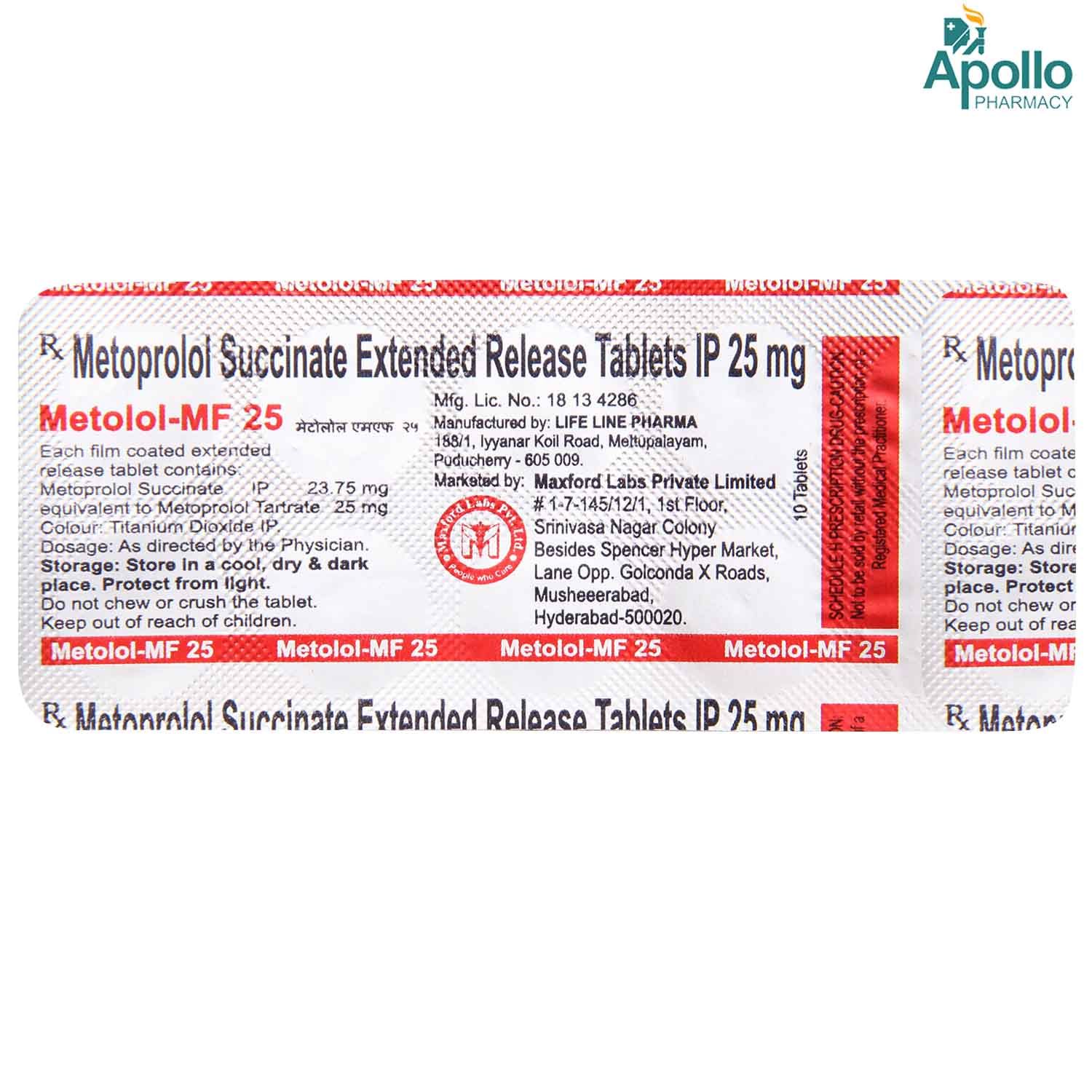 Metolol 25 Tablet 10's Price, Uses, Side Effects, Composition - Apollo ...