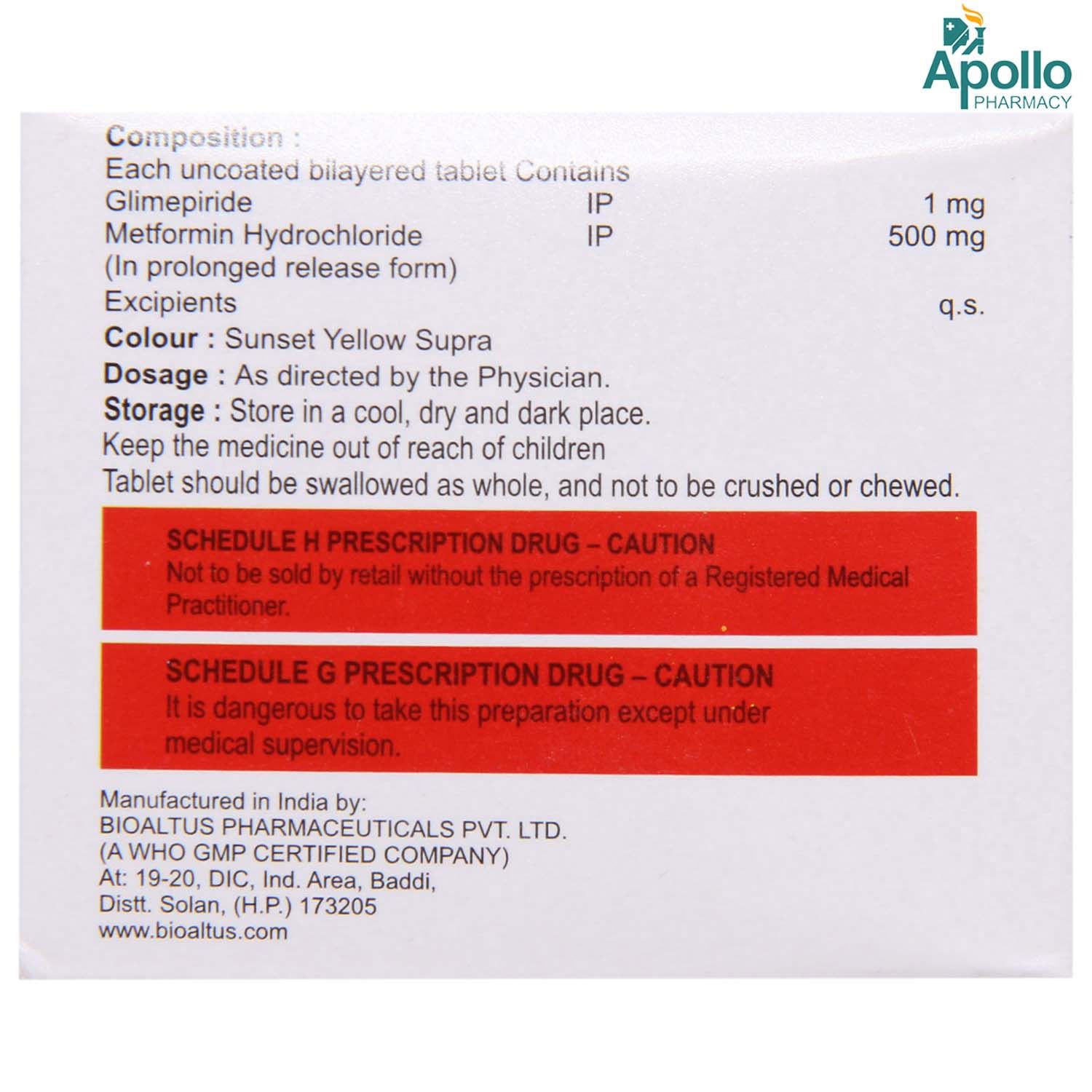 Metfortex G 1/500mg Tablet 10s Price, Uses, Side Effects, Composition ...