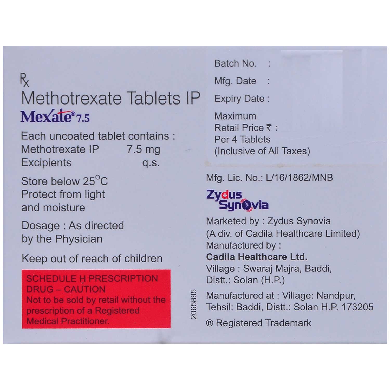 Mexate 7.5 Tablet 4's Price, Uses, Side Effects, Composition - Apollo ...