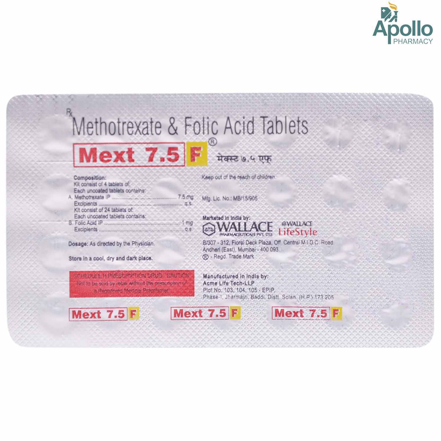 Mext F 7.5 Tablet 28's Price, Uses, Side Effects, Composition - Apollo ...