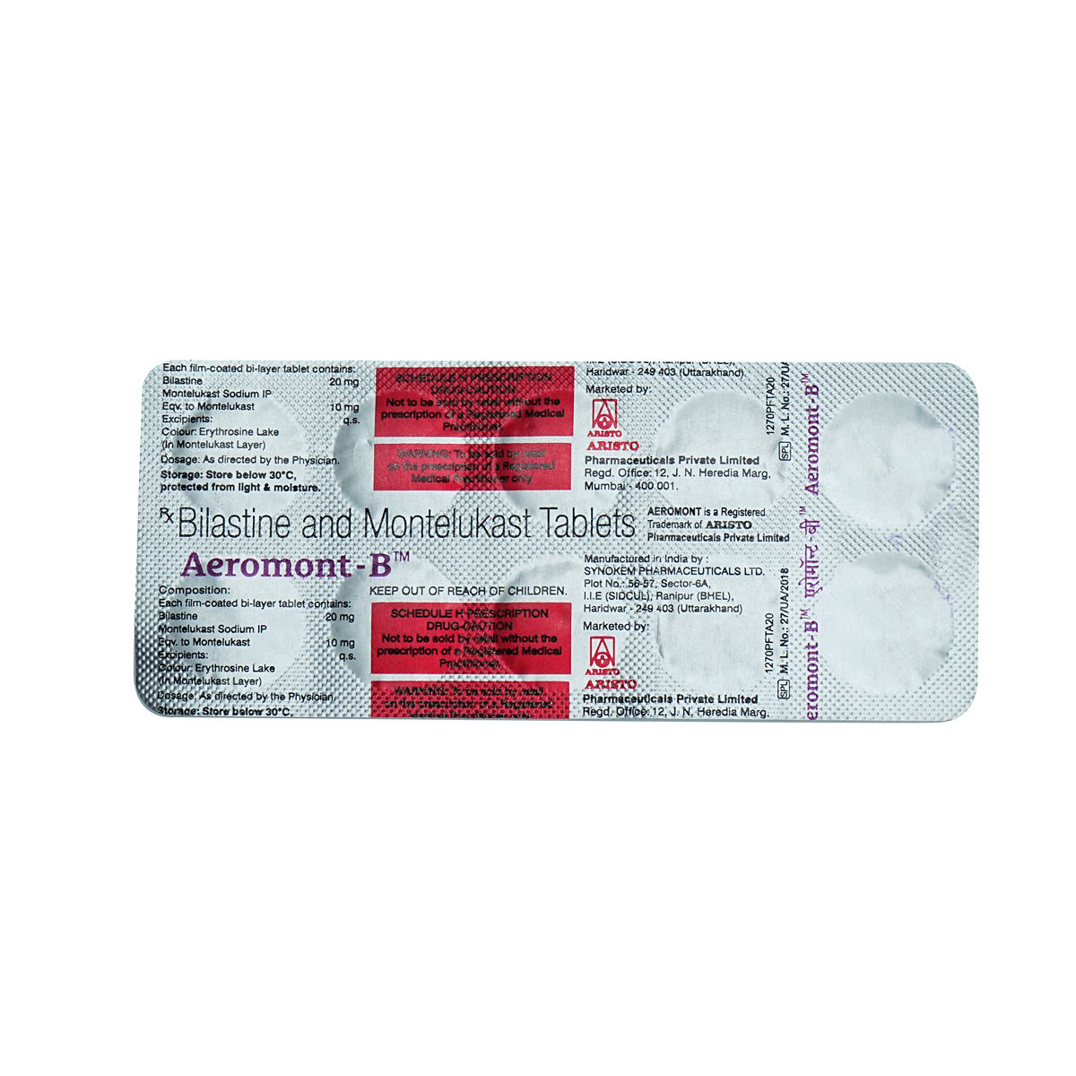 Aeromont-B Tablet 10's Price, Uses, Side Effects, Composition - Apollo ...
