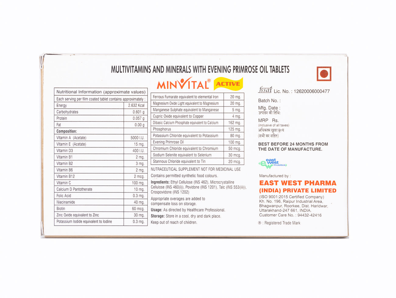 Minvital Active Tablet 10's Price, Uses, Side Effects, Composition ...