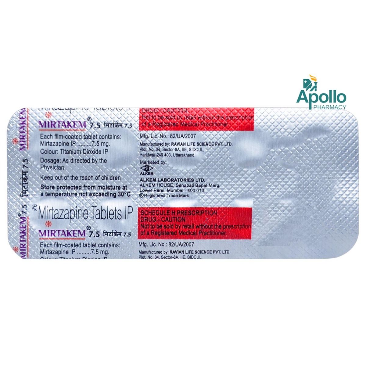 MIRTAKEM 7.5MG TABLET 10'S Price, Uses, Side Effects, Composition ...