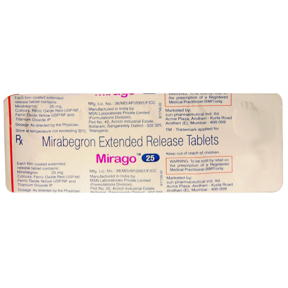 Mirago 25 Tablet 10's Price, Uses, Side Effects, Composition - Apollo ...