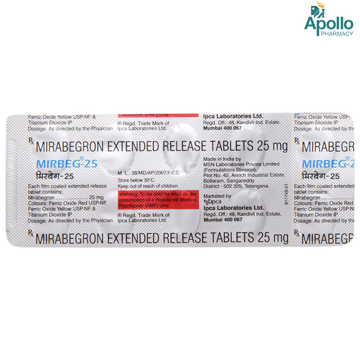 Mirbeg 25 ER Tablet 10's Price, Uses, Side Effects, Composition ...