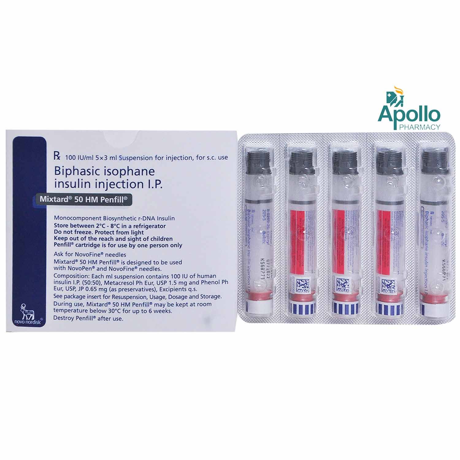 Mixtard 50 HM 100IU/ml Penfill 5 x 3 ml Price, Uses, Side Effects ...