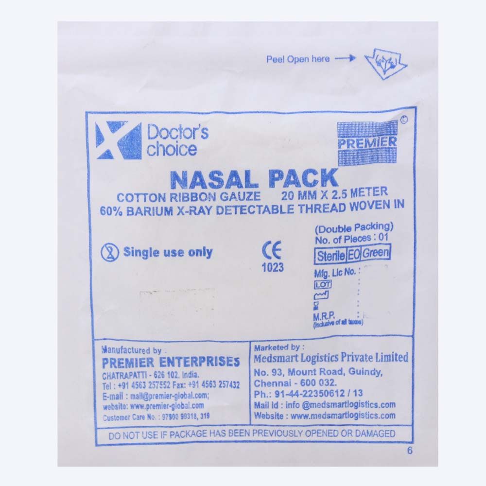 Doctor's Choice Disposable Sterile Nasal Pack 10 mm x 2.5 m, 1 Count ...