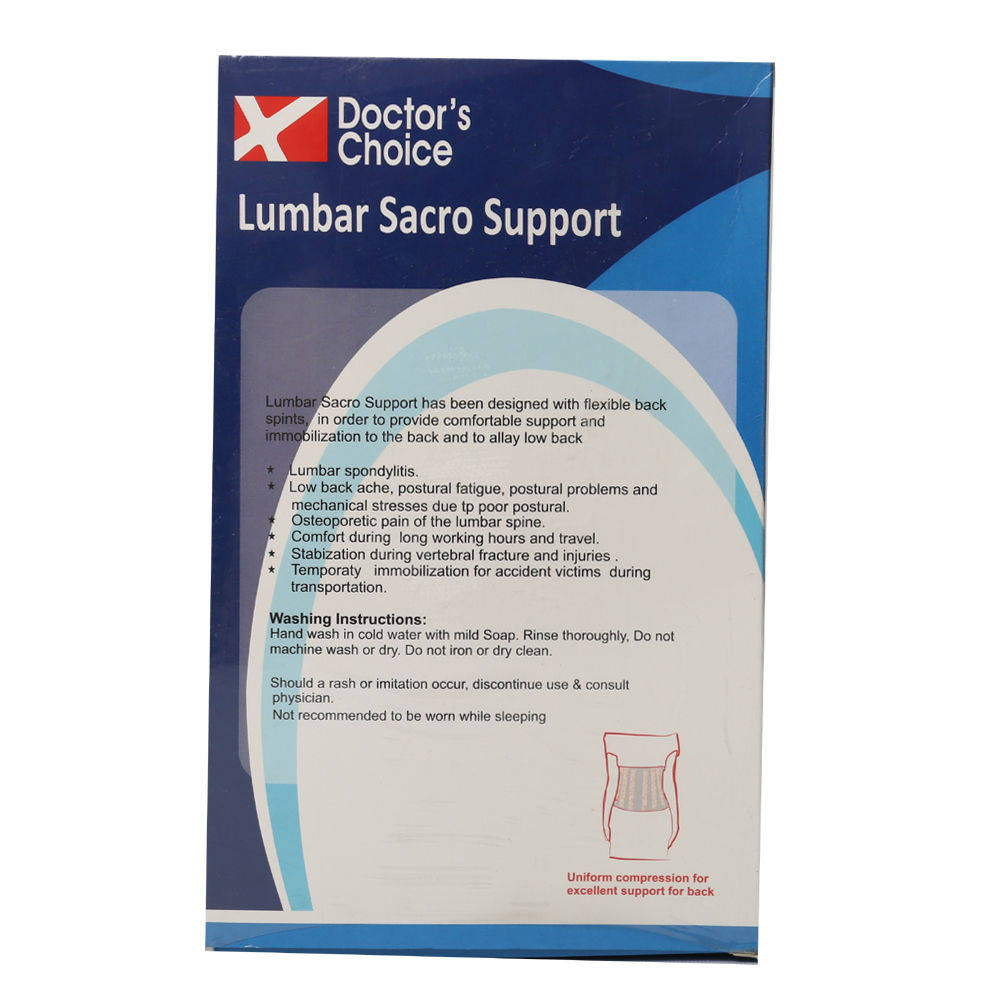 Doctor's Choice Lumbar Sacro Support Large, 1 Count Price, Uses, Side ...