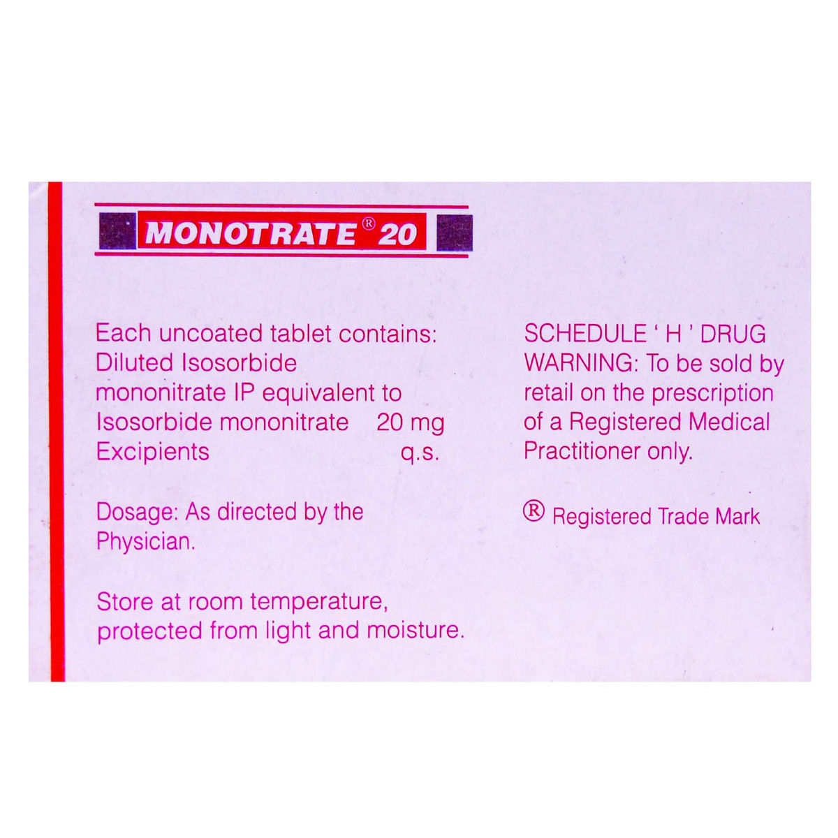 Monotrate 20 Tablet 10's Price, Uses, Side Effects, Composition - Apollo Pharmacy