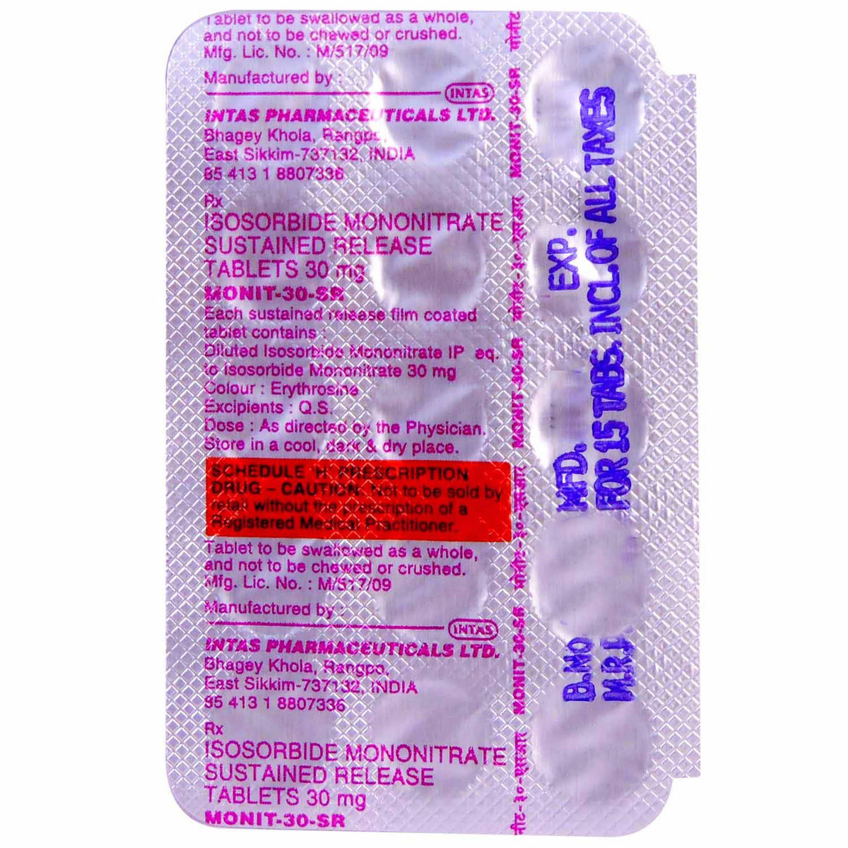 Monit-30-SR Tablet 15's Price, Uses, Side Effects, Composition - Apollo ...