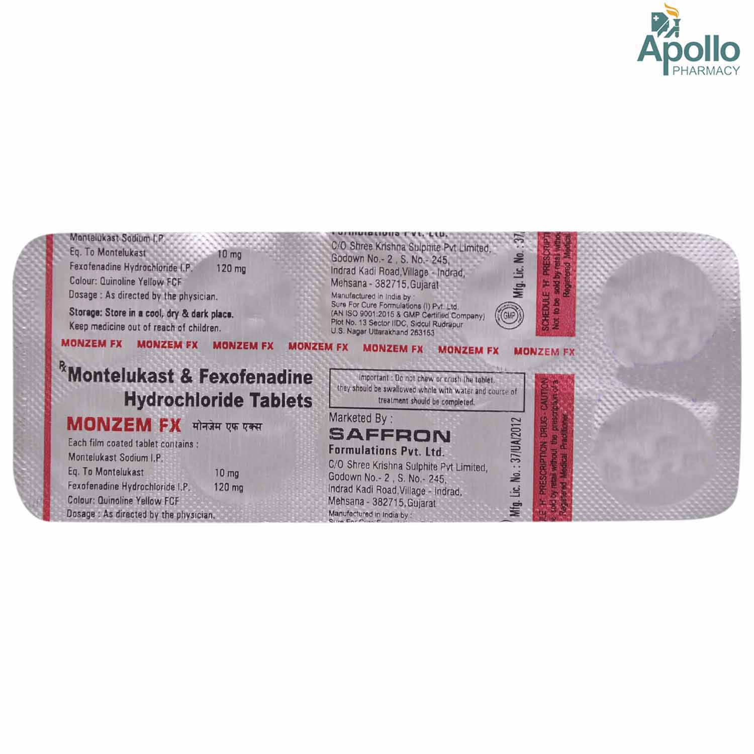 Monzem FX Tablet 10's Price, Uses, Side Effects, Composition - Apollo ...