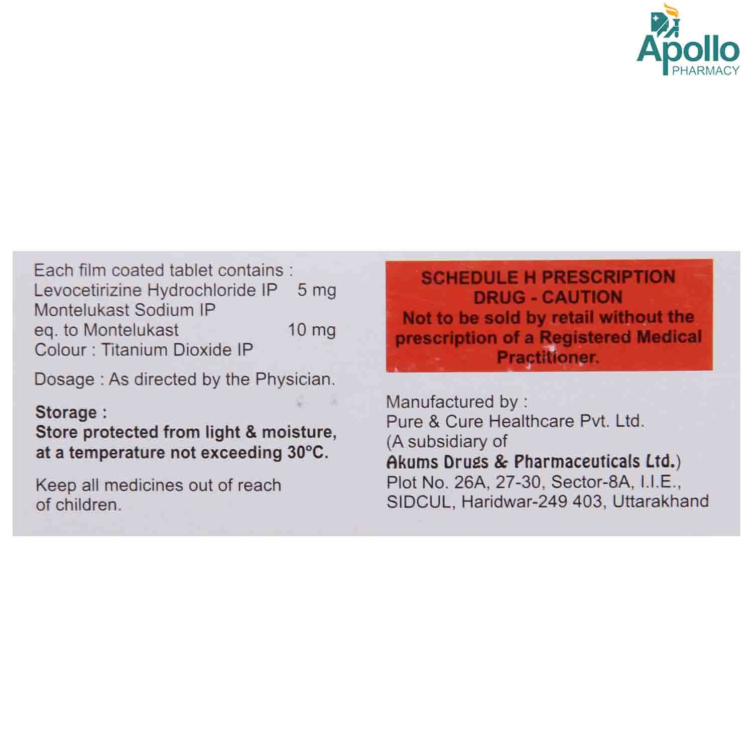 Montegress LC 10 Tablet 10's Price, Uses, Side Effects, Composition ...