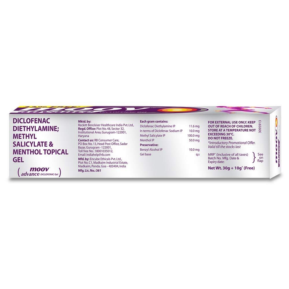 Moov Advance Diclofenac Gel, 30 gm Price, Uses, Side Effects ...