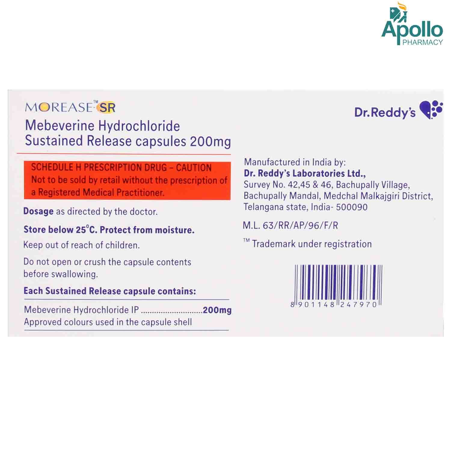 Morease-SR Capsule 10's Price, Uses, Side Effects, Composition - Apollo ...
