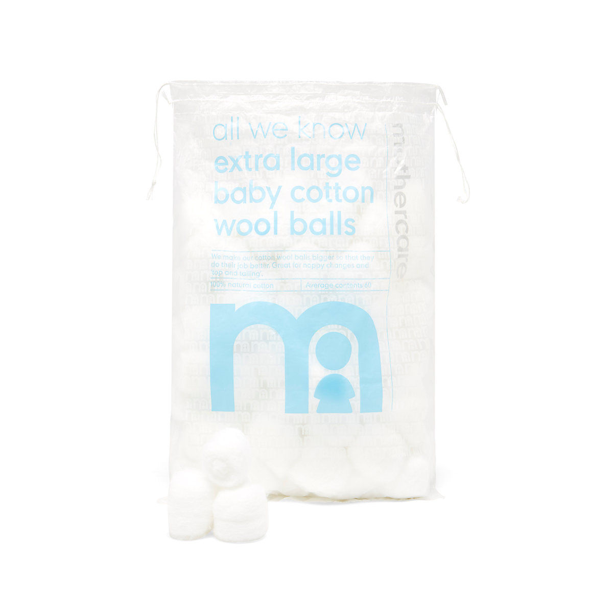 Mothercare All We Know Cotton Wool Balls X-Large, 60 Count Price, Uses ...
