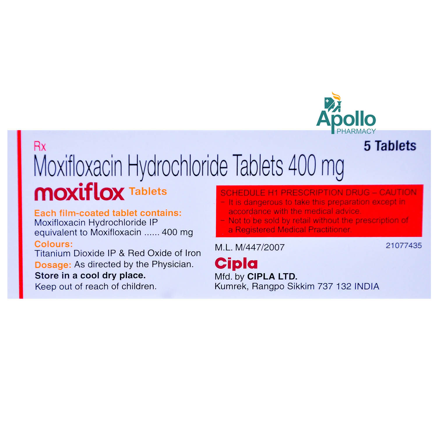 Moxiflox Tablet 5's Price, Uses, Side Effects, Composition - Apollo ...