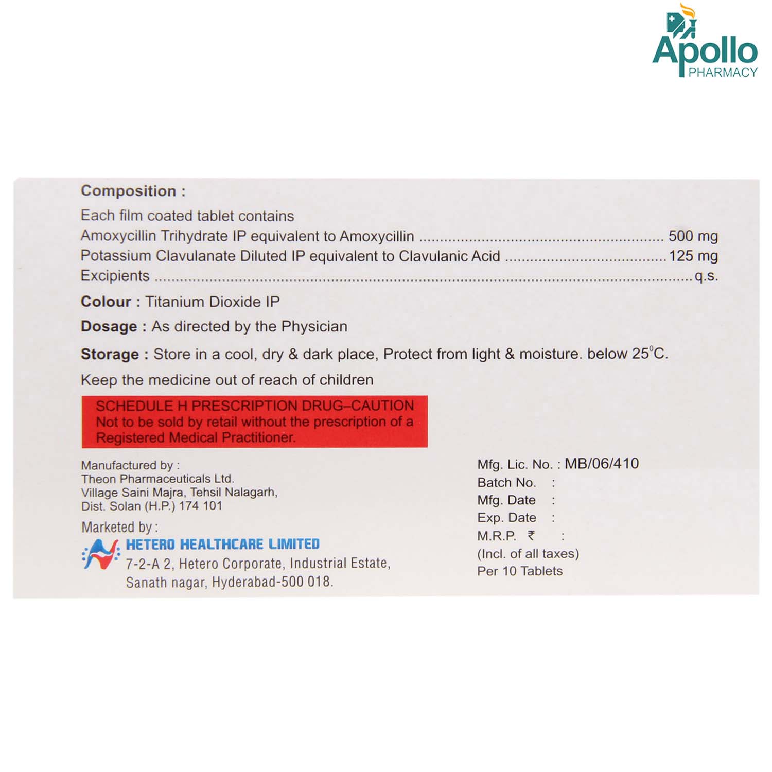 MPX-CV 625 Tablet 10's Price, Uses, Side Effects, Composition - Apollo ...