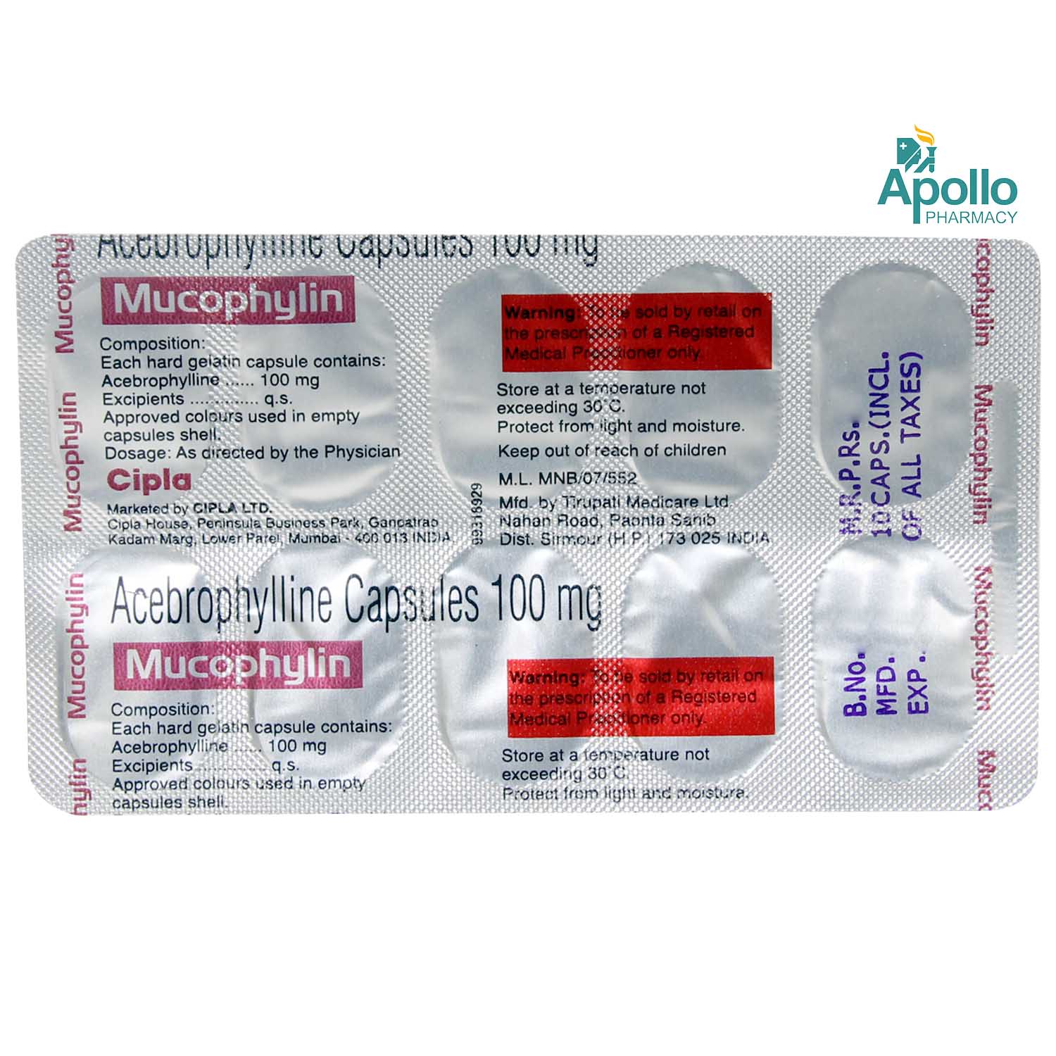 Mucophyline Capsule 10's Price, Uses, Side Effects, Composition ...