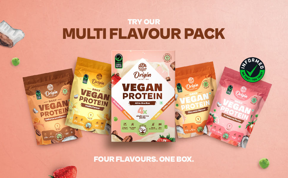Origin Nutrition Vegan Protein Four Delicious Flavour Powder, 155.4 gm ...