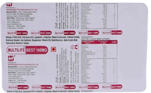 Multilife Best 100 Tablet 10's Price, Uses, Side Effects, Composition ...