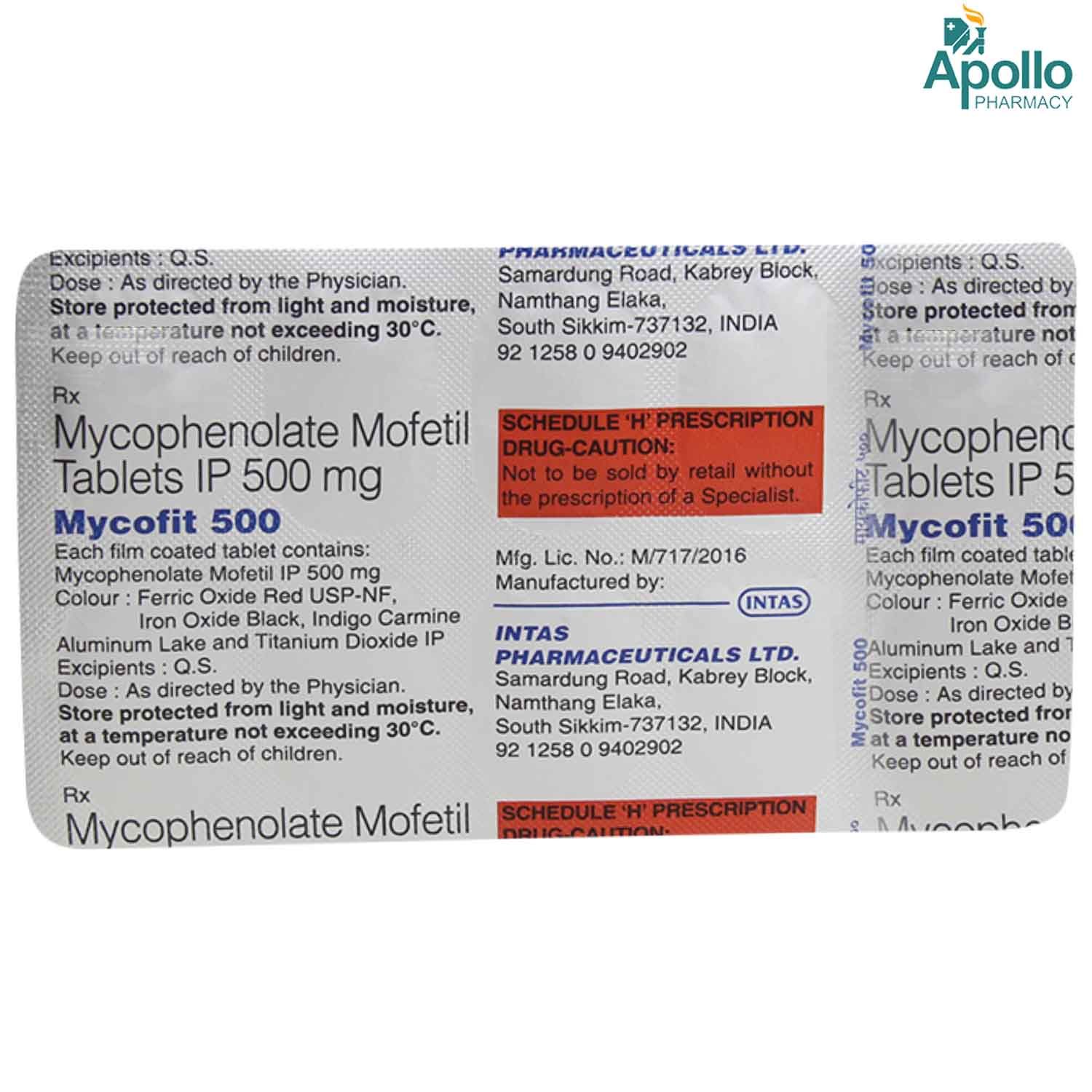 Mycofit 500 Tablet 10's Price, Uses, Side Effects, Composition - Apollo ...