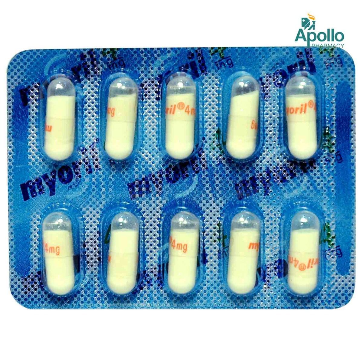 Myoril 4 mg Capsule 10's Price, Uses, Side Effects, Composition ...