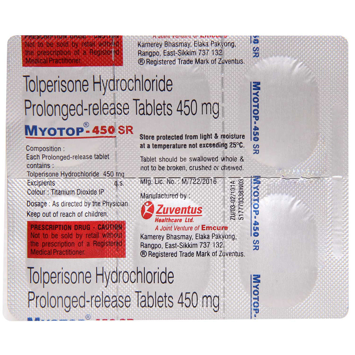 Myotop-450 SR Tablet 6's Price, Uses, Side Effects, Composition ...