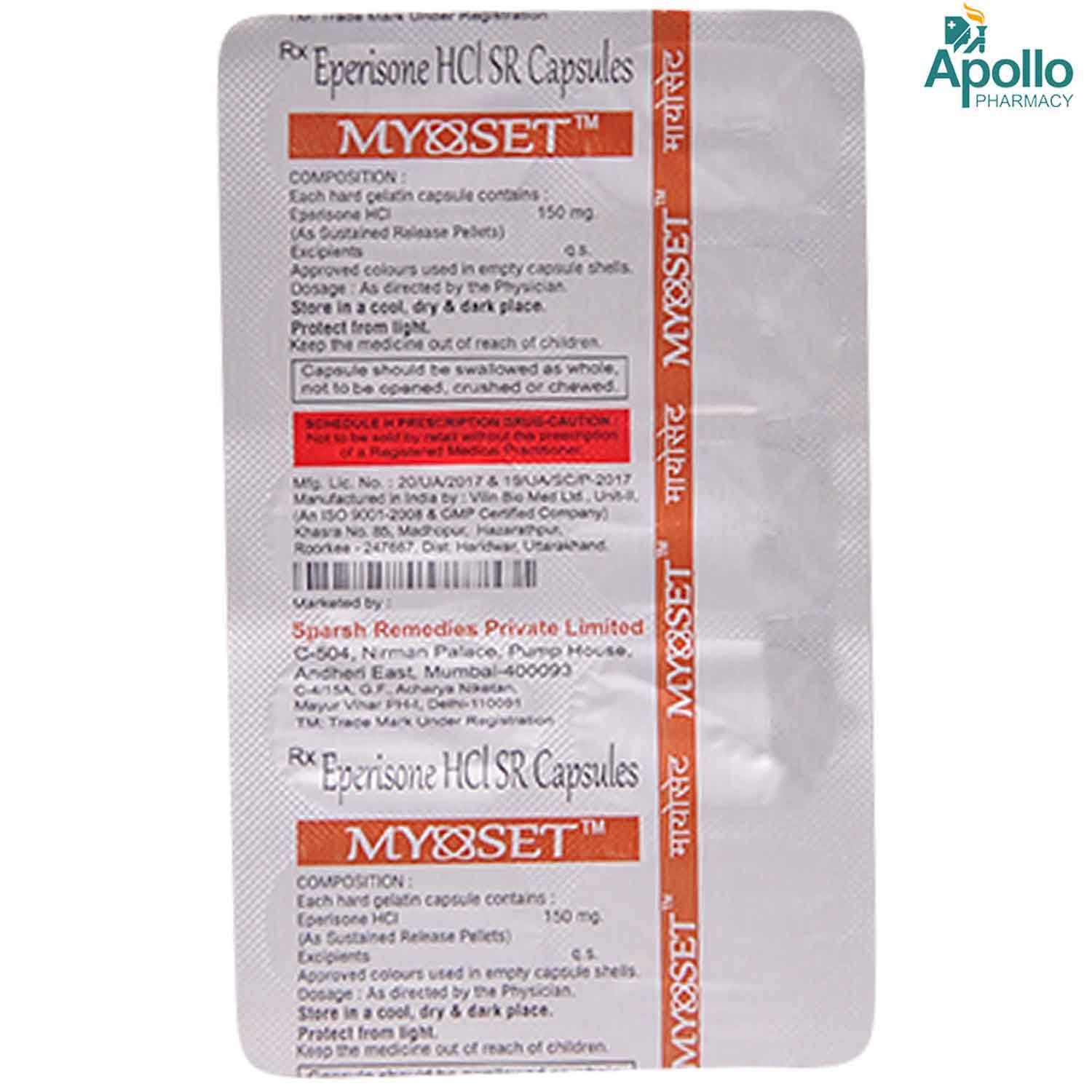 Myoset Tablet 10's Price, Uses, Side Effects, Composition - Apollo Pharmacy