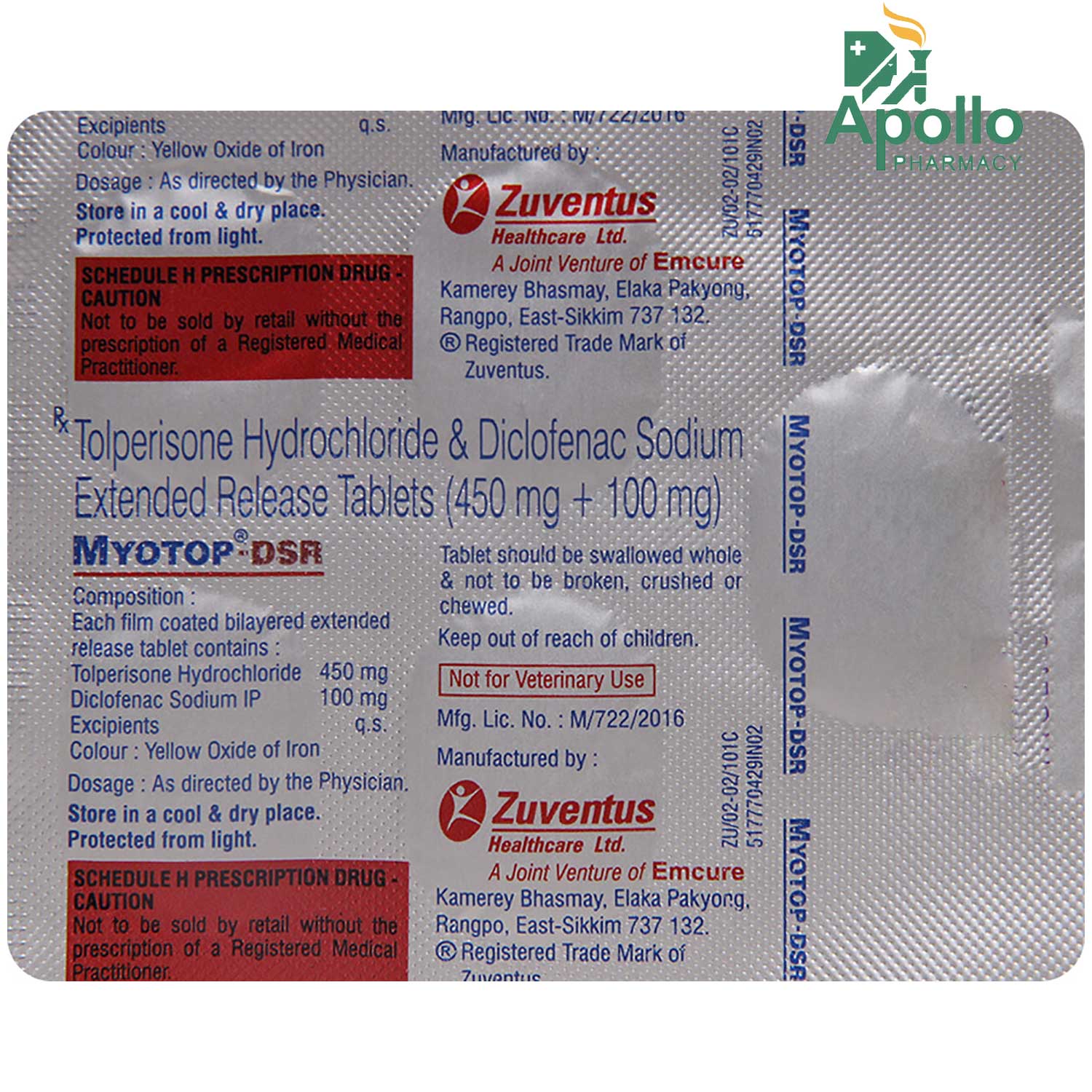 Myotop-DSR Tablet 5's Price, Uses, Side Effects, Composition - Apollo ...