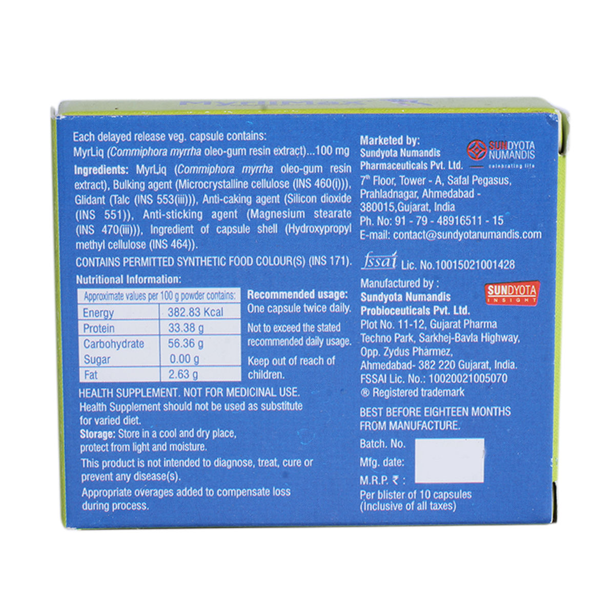 Myrlimax DR Capsule 10's Price, Uses, Side Effects, Composition ...