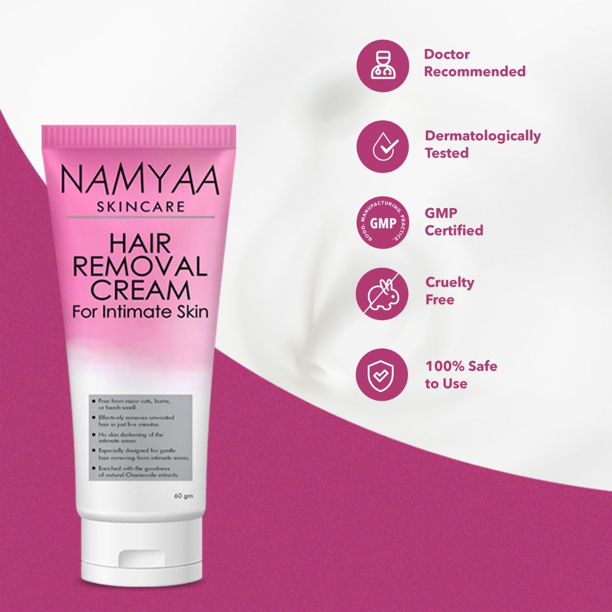 Namyaa Hair Removal Cream for Intimate Skin, 60 gm Price, Uses, Side ...
