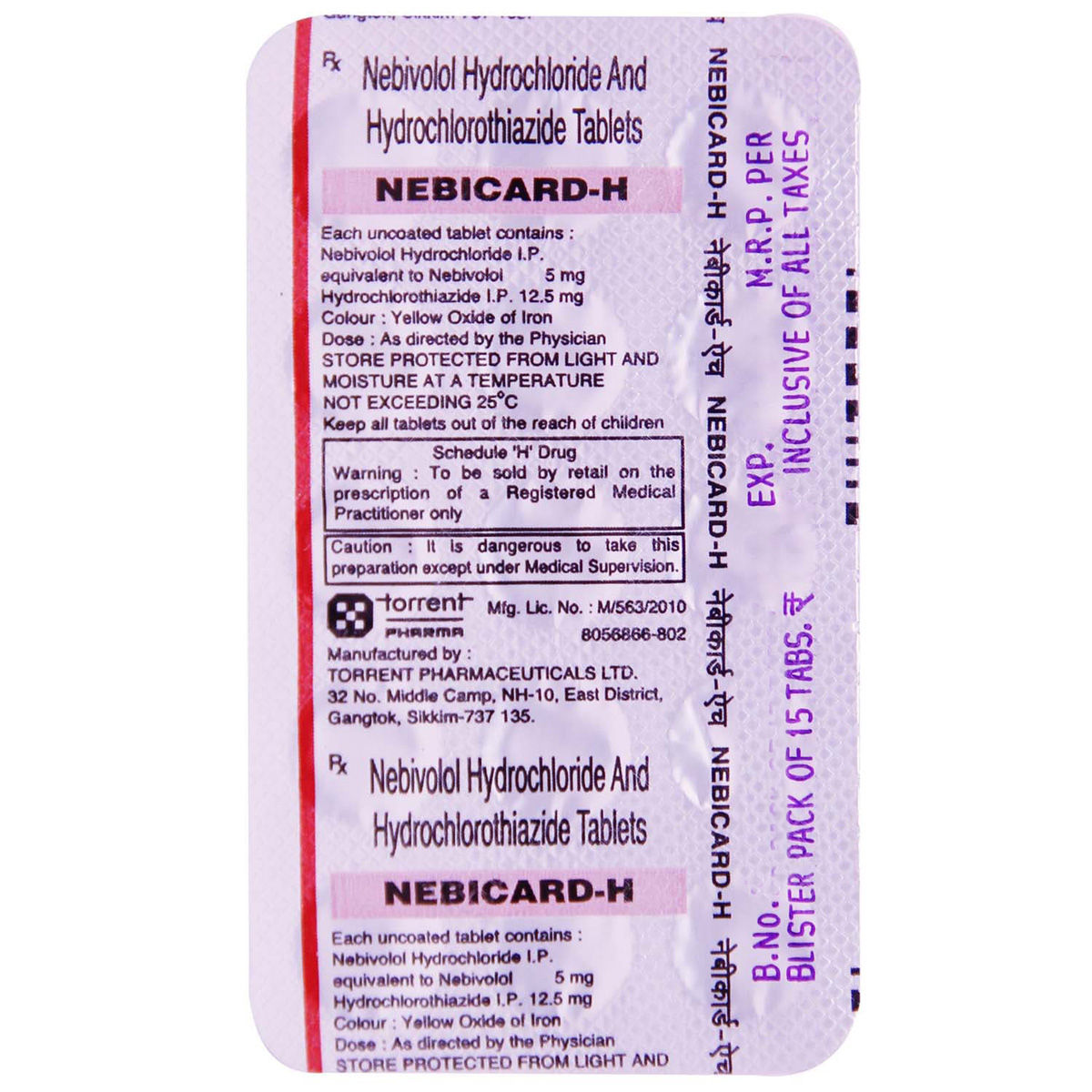 Nebicard H Tablet 15's Price, Uses, Side Effects, Composition - Apollo Pharmacy