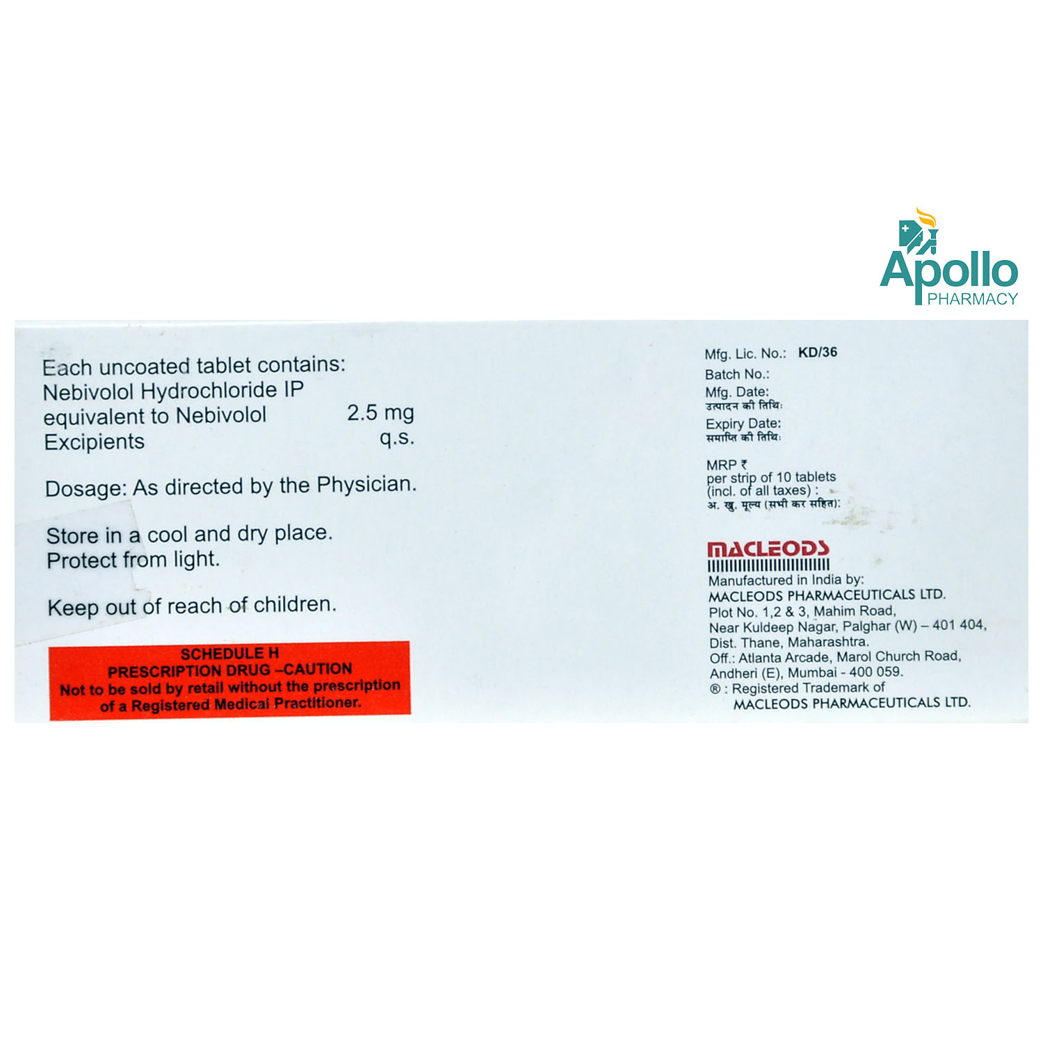 NEBIMAC 2.5MG TABLET Price, Uses, Side Effects, Composition - Apollo ...